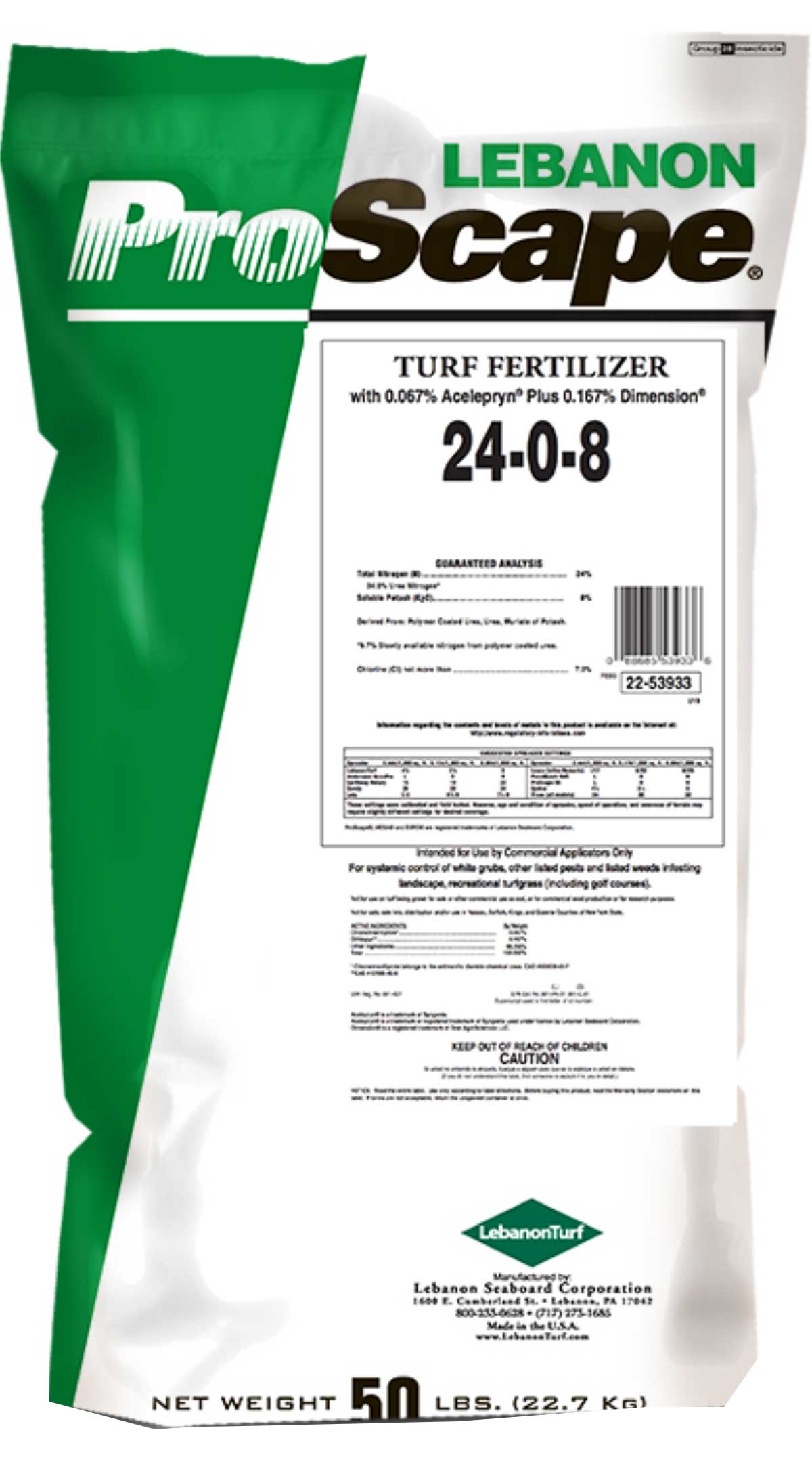 ProScape 24-0-8 40% PCU .167% Dimension + .067 Acelepryn | LebanonTurf