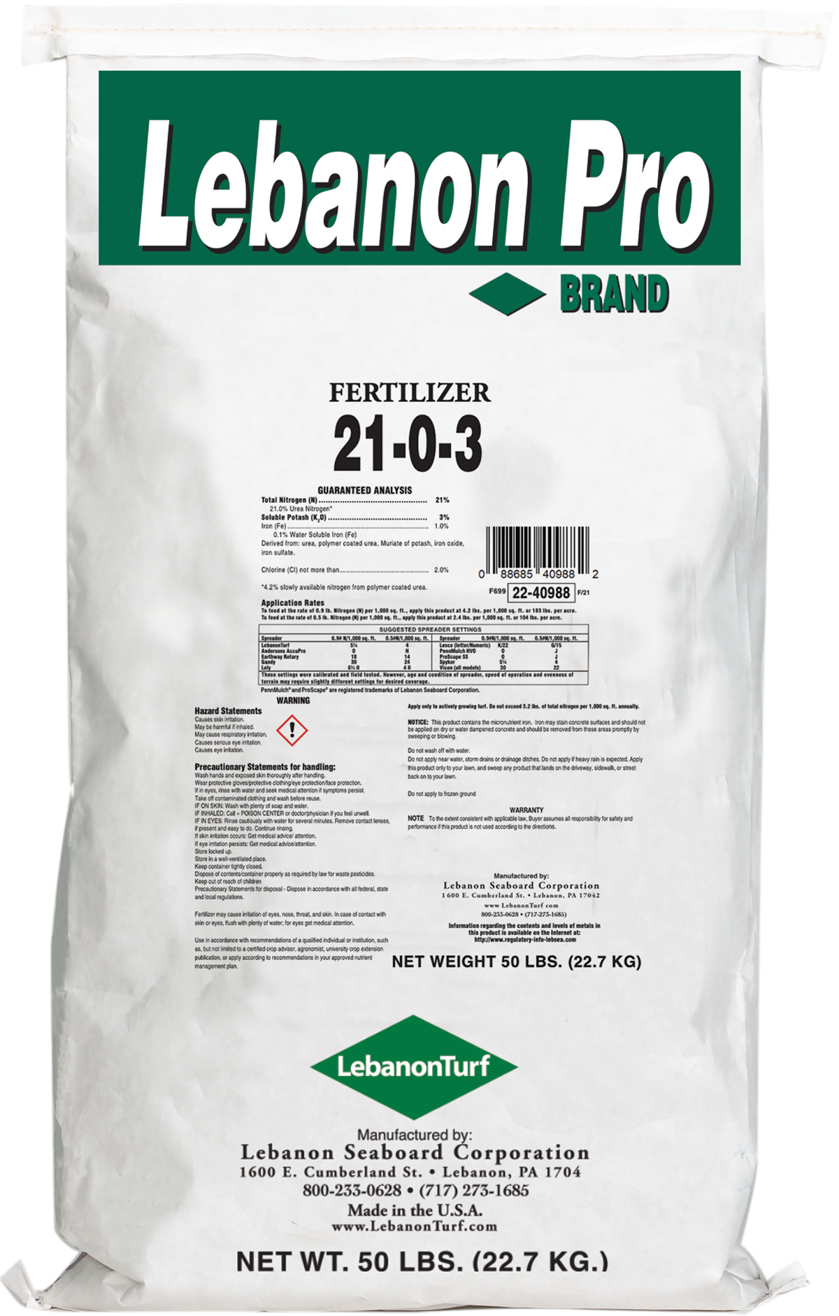 Lebanon Pro 21-0-3 20% PCU 1% Fe | LebanonTurf
