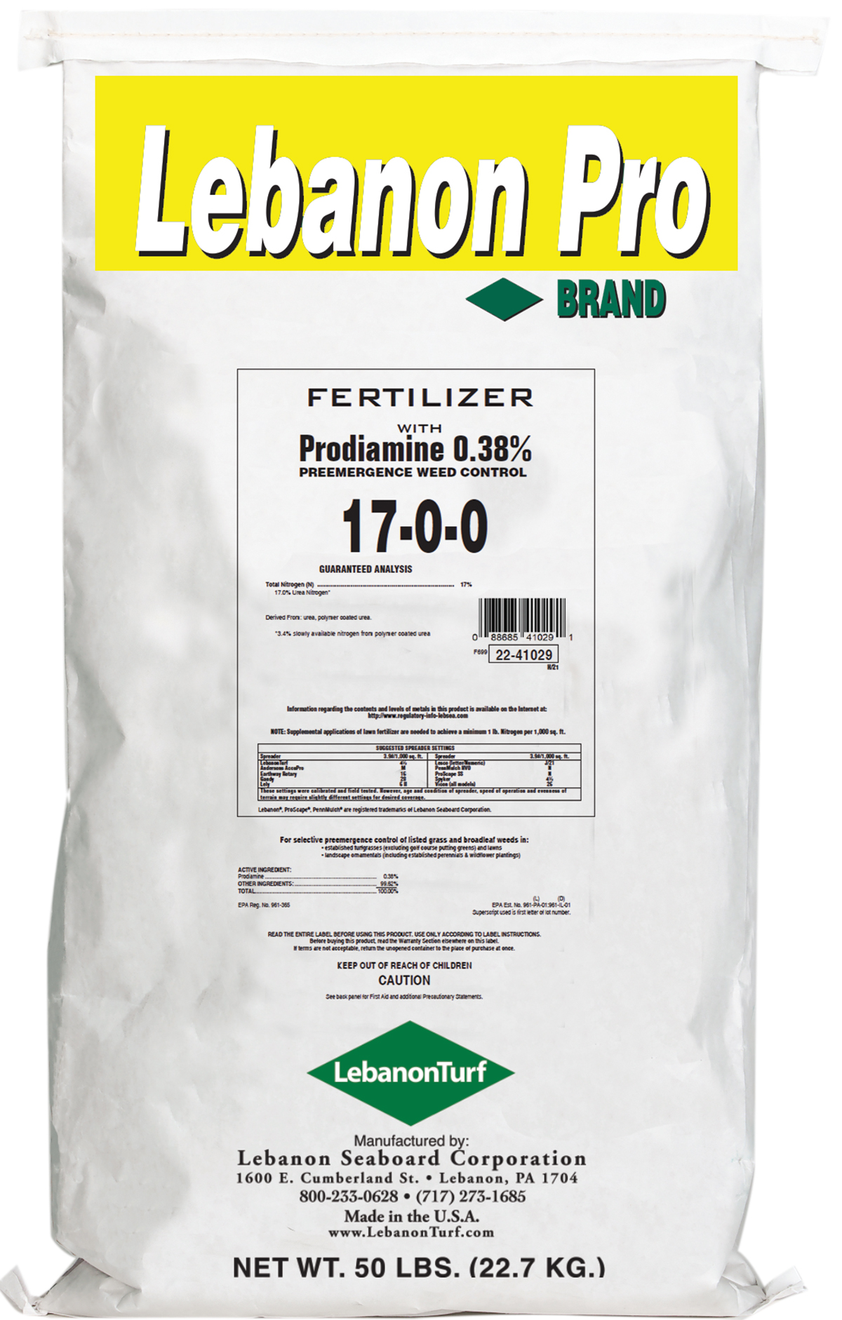 Lebanon Pro 17-0-0 20% PCU .38 Prodiamine | LebanonTurf