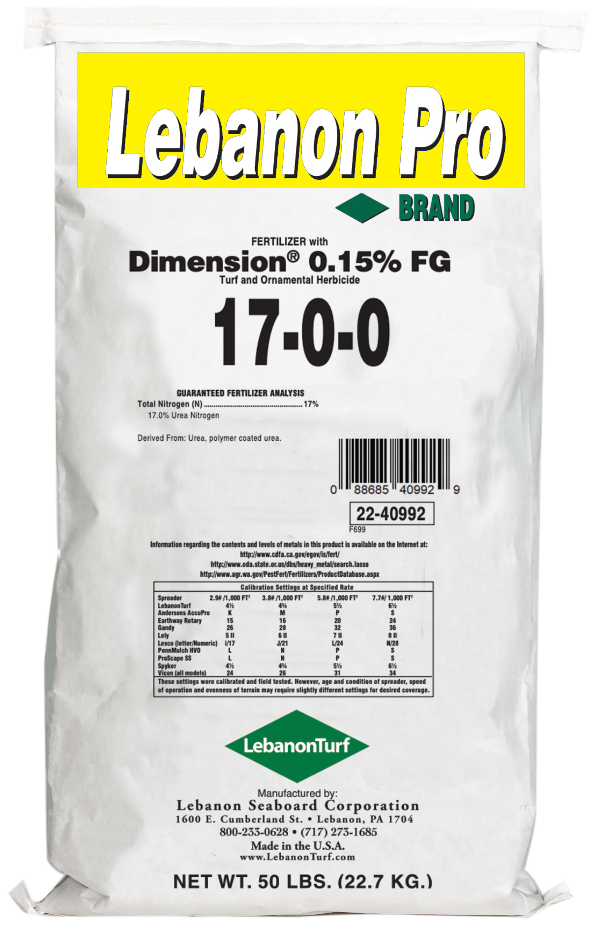 Lebanon Pro 17-0-0 25% PCU .15 Dimension | LebanonTurf