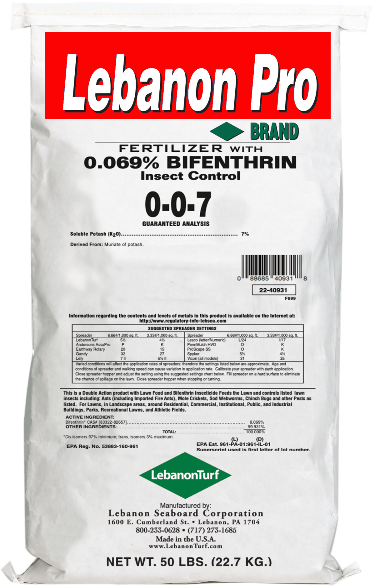 Lebanon Pro 0-0-7 .069 Bifenthrin | LebanonTurf