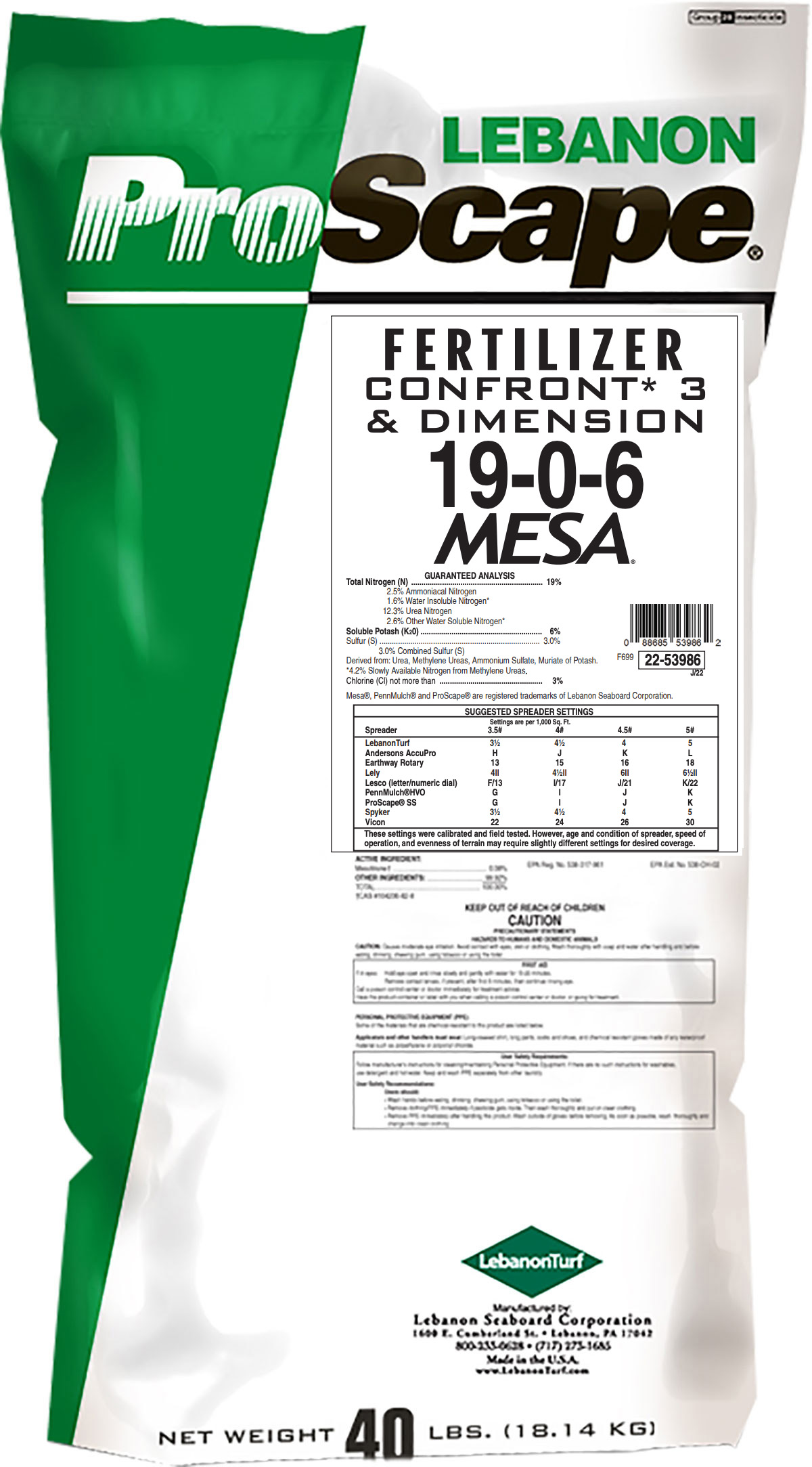 ProScape 19-0-6 40% MESA Confront3 + .145 Dimension | LebanonTurf