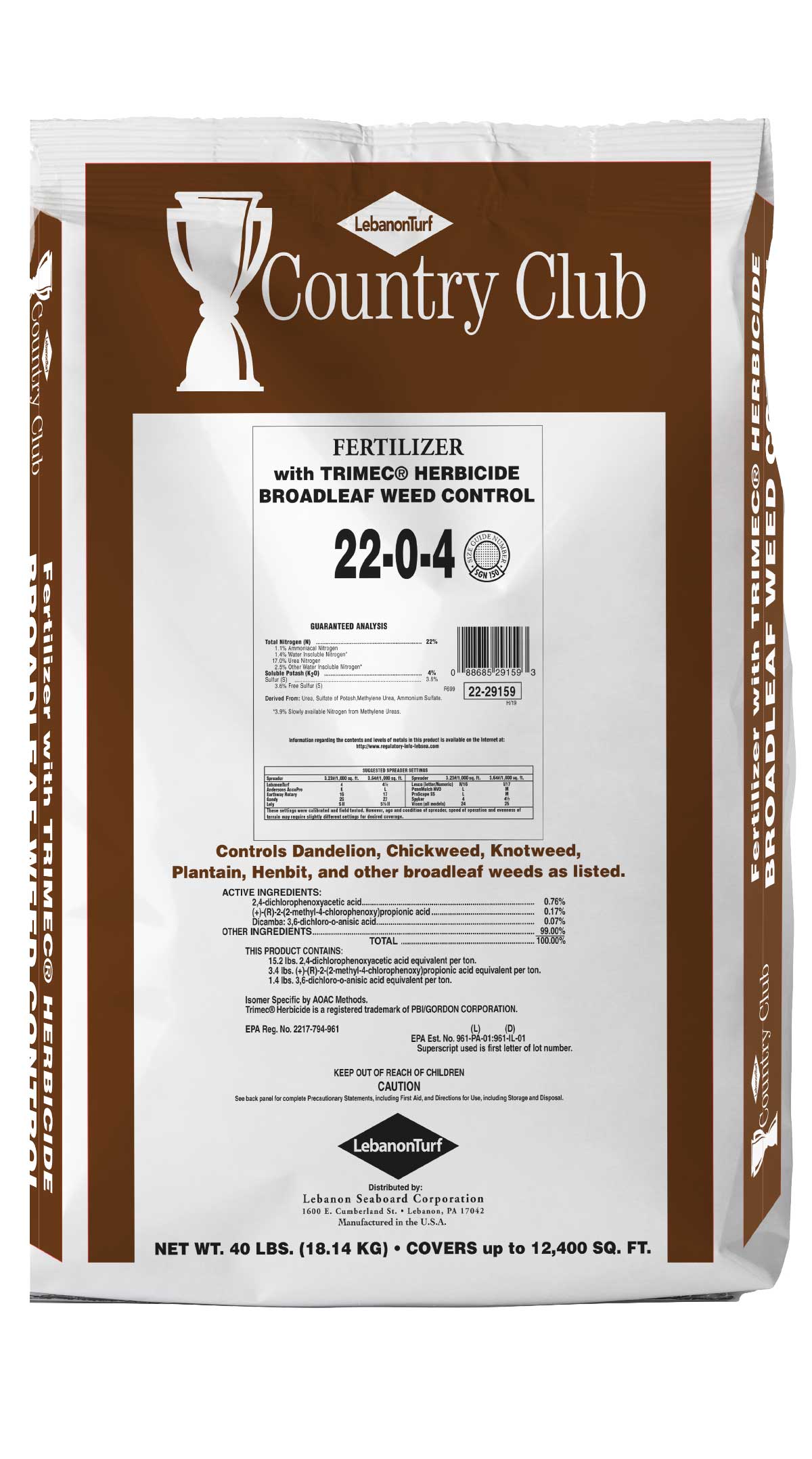 Country Club 22-0-4 25% MESA + Trimec | LebanonTurf
