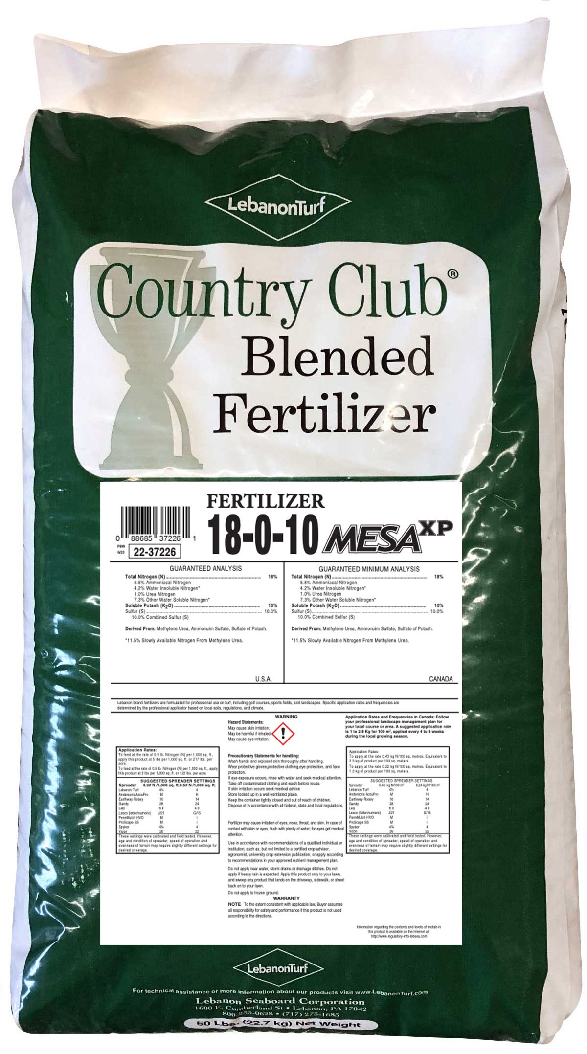 Country Club 18-0-10 100% MESA-XP SOP | LebanonTurf