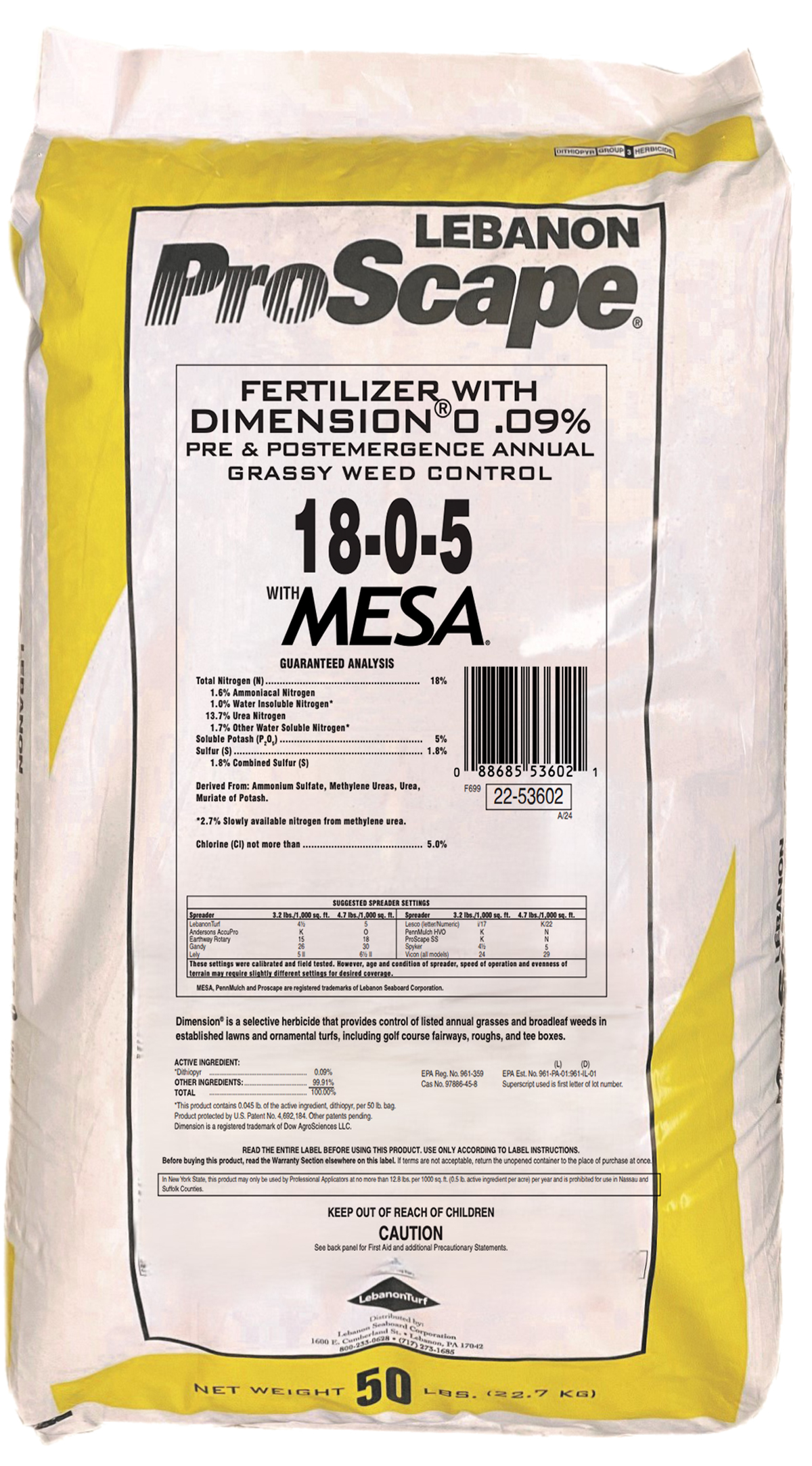 ProScape 18-0-5 25% MESA .09 Dimension | LebanonTurf