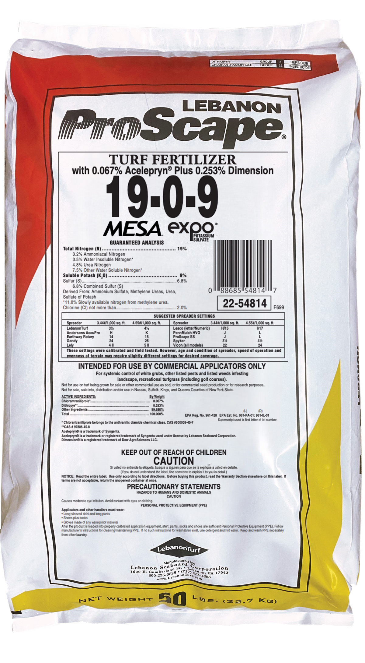 ProScape 19-0-9 50% MESA 100% EXPO .253 Dimension + .067 Acelepryn ...