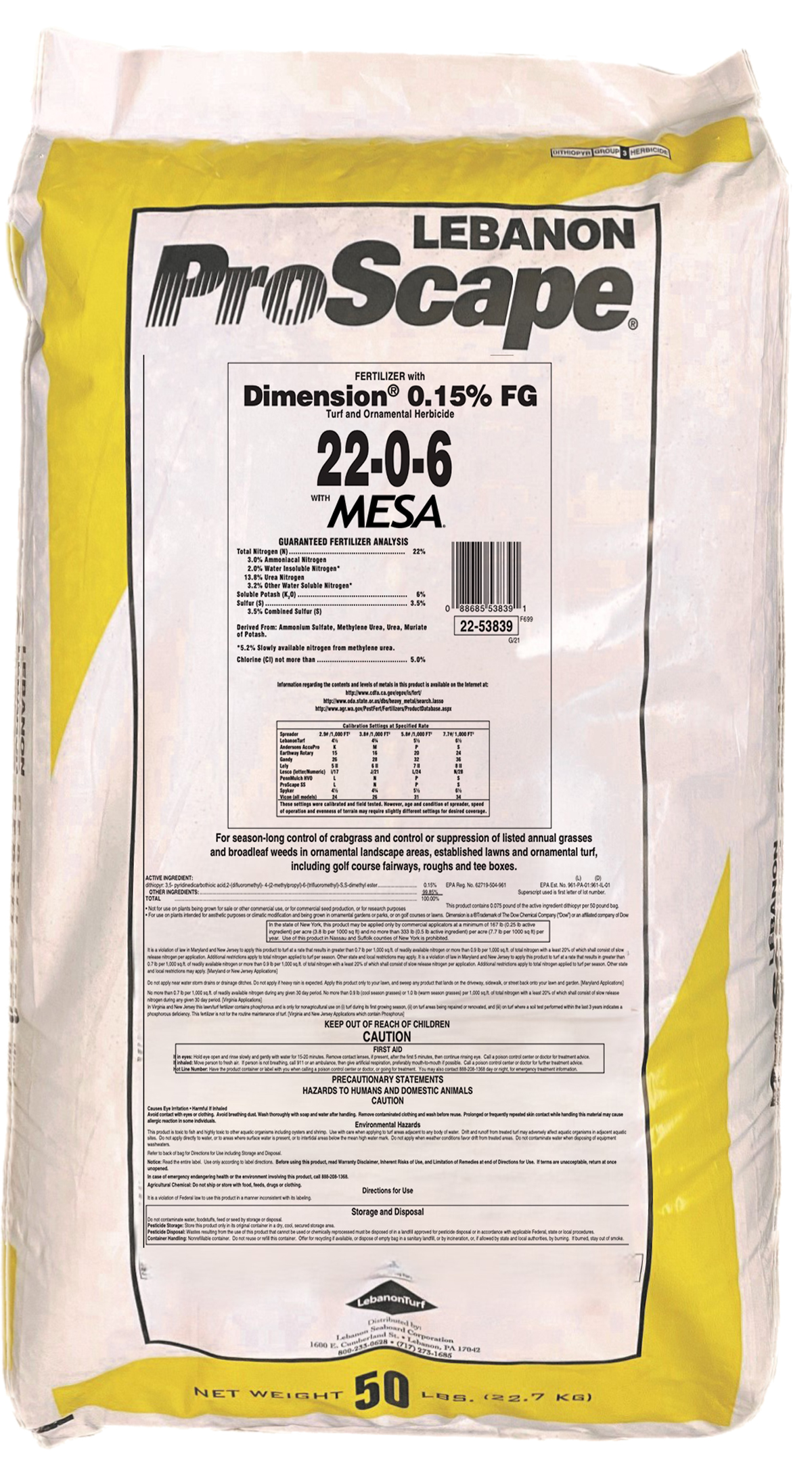 ProScape 22-0-6 40% MESA .15 Dimension | LebanonTurf