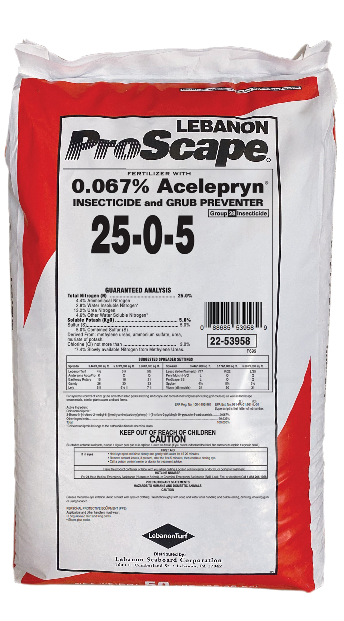 ProScape 25-0-5 51% MESA MOP .067% Acelepryn | LebanonTurf