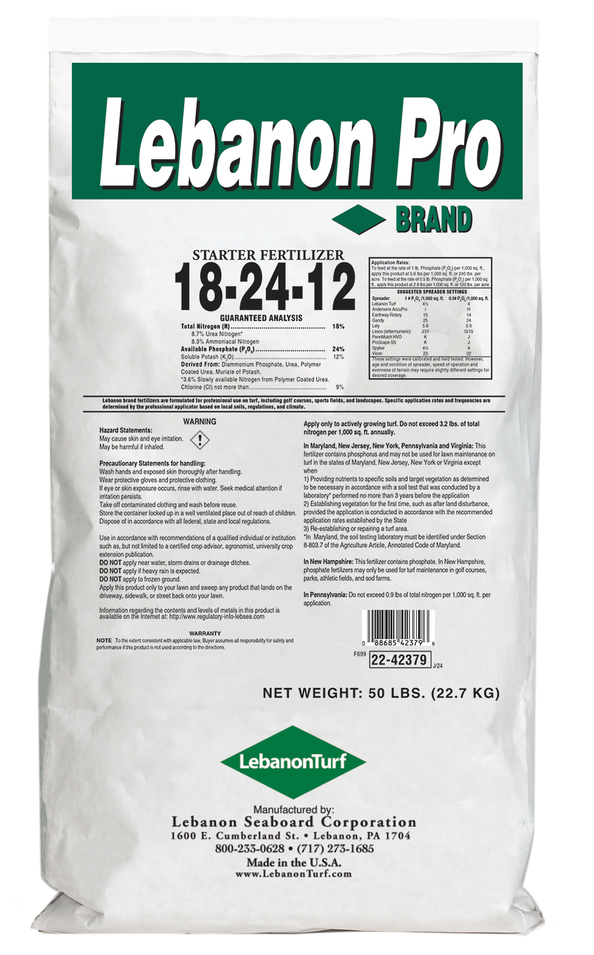 Lebanon Pro 18-24-12 20% PCU | LebanonTurf